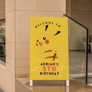 Pikachu Birthday Sign, Custom Welcome Sign, Editable Template, Canva ...