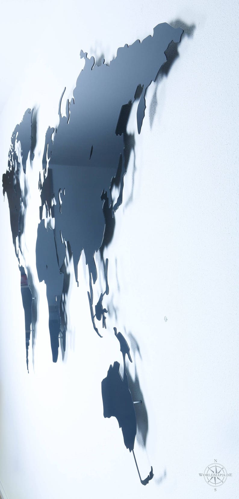 Design World Map L Anthracite Grey Magnetic Wall Decoration Powder ...