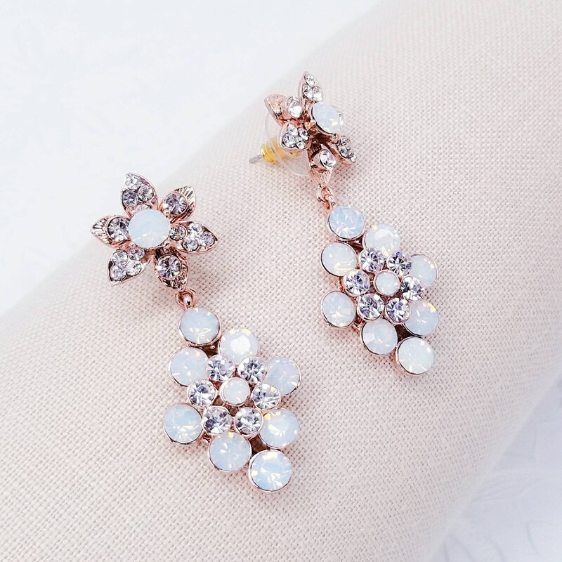 Rose Gold Opal Earrings - Etsy