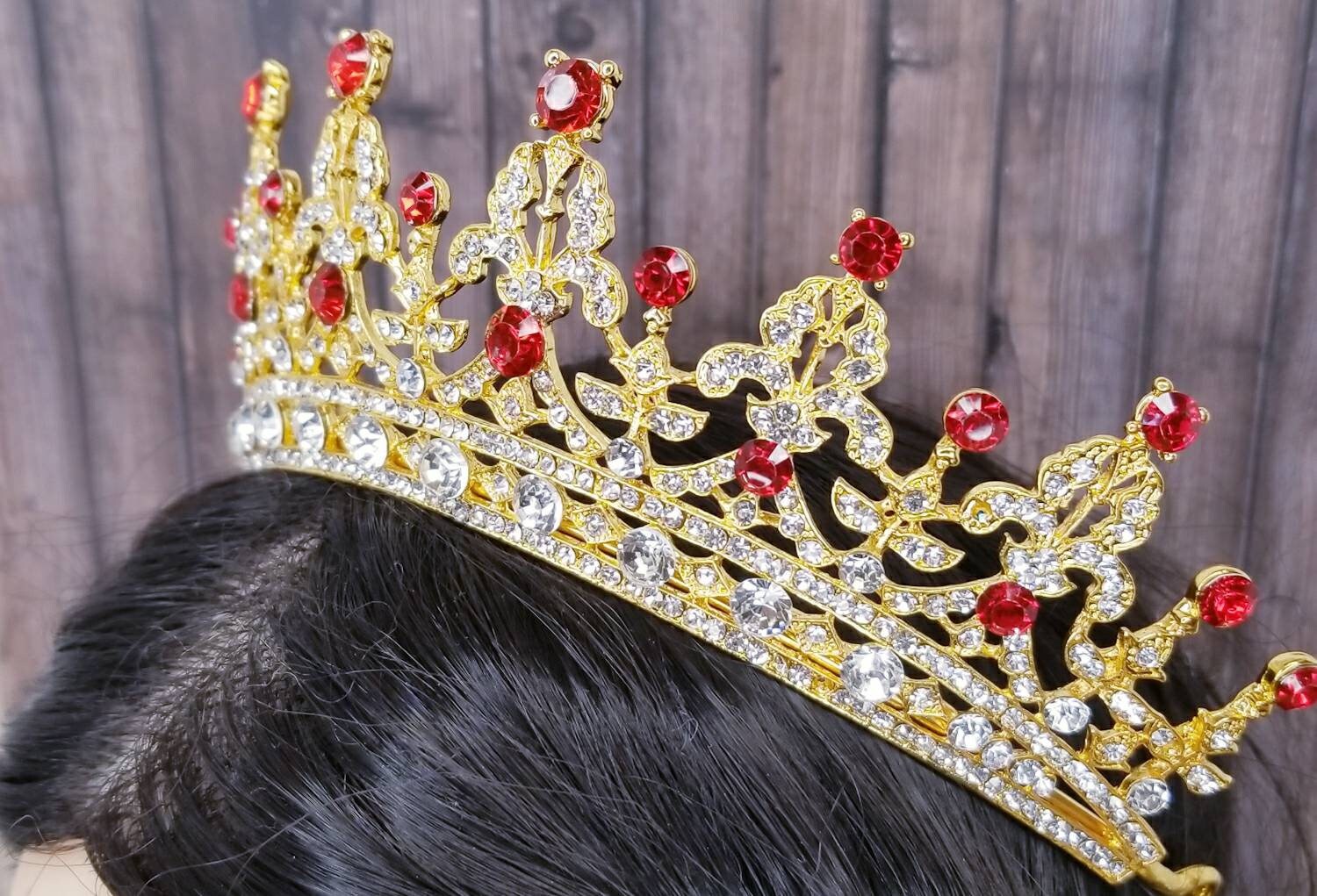 Fast Ship Ruby Red & Tiara Gold Headband Gold/ruby Red | Etsy