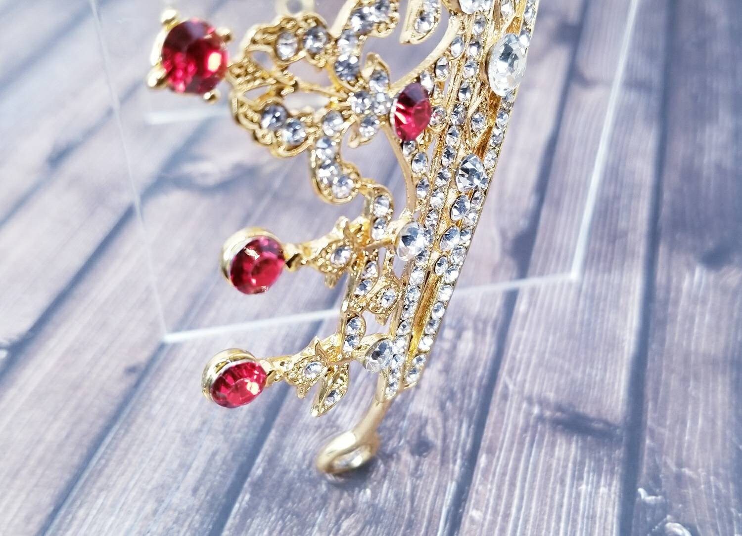 Fast Ship Ruby Red & Tiara Gold Headband Gold/ruby Red | Etsy