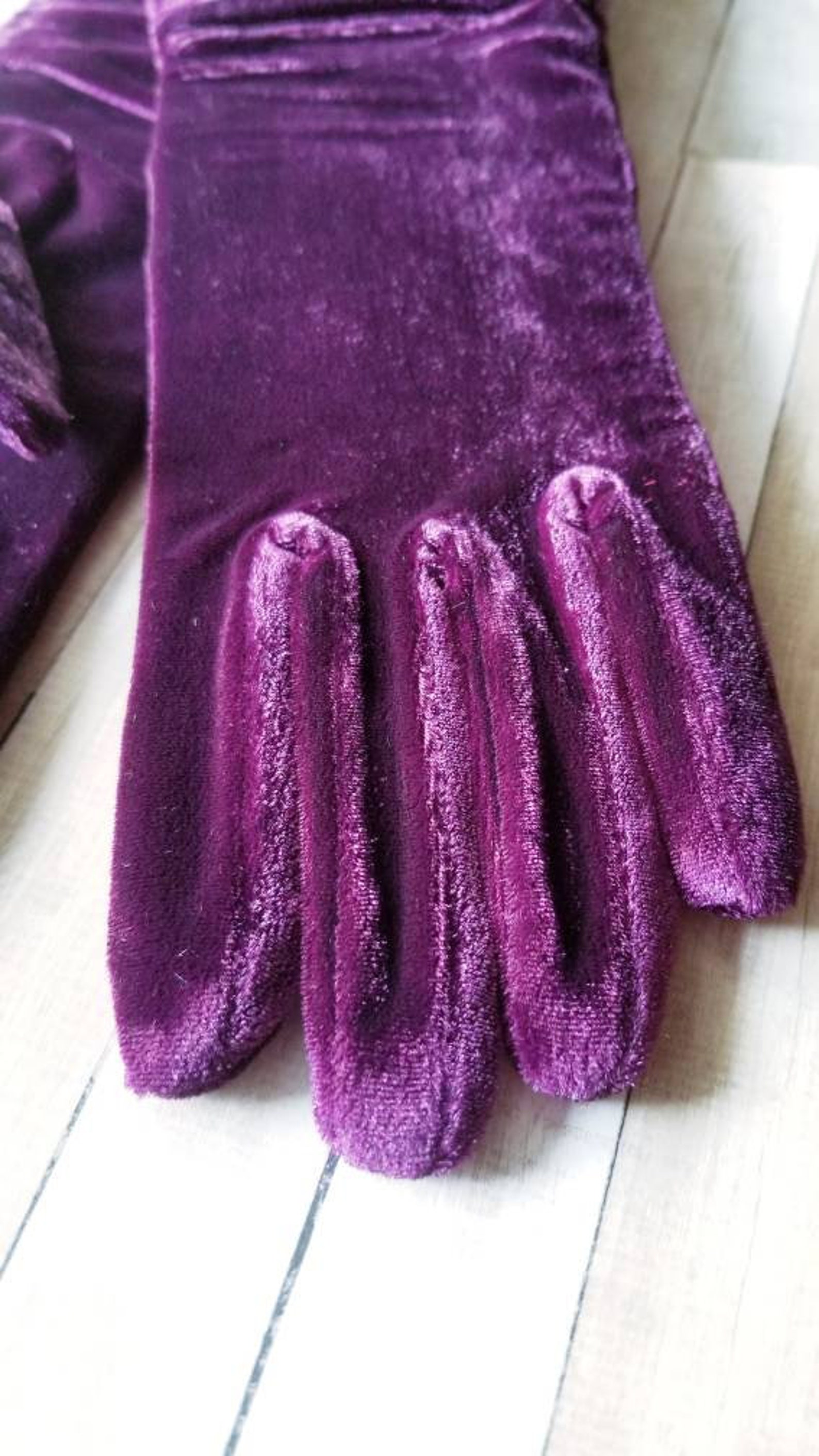 15 Shirred Gloves Velvet Plum/regalia Purple Red - Etsy