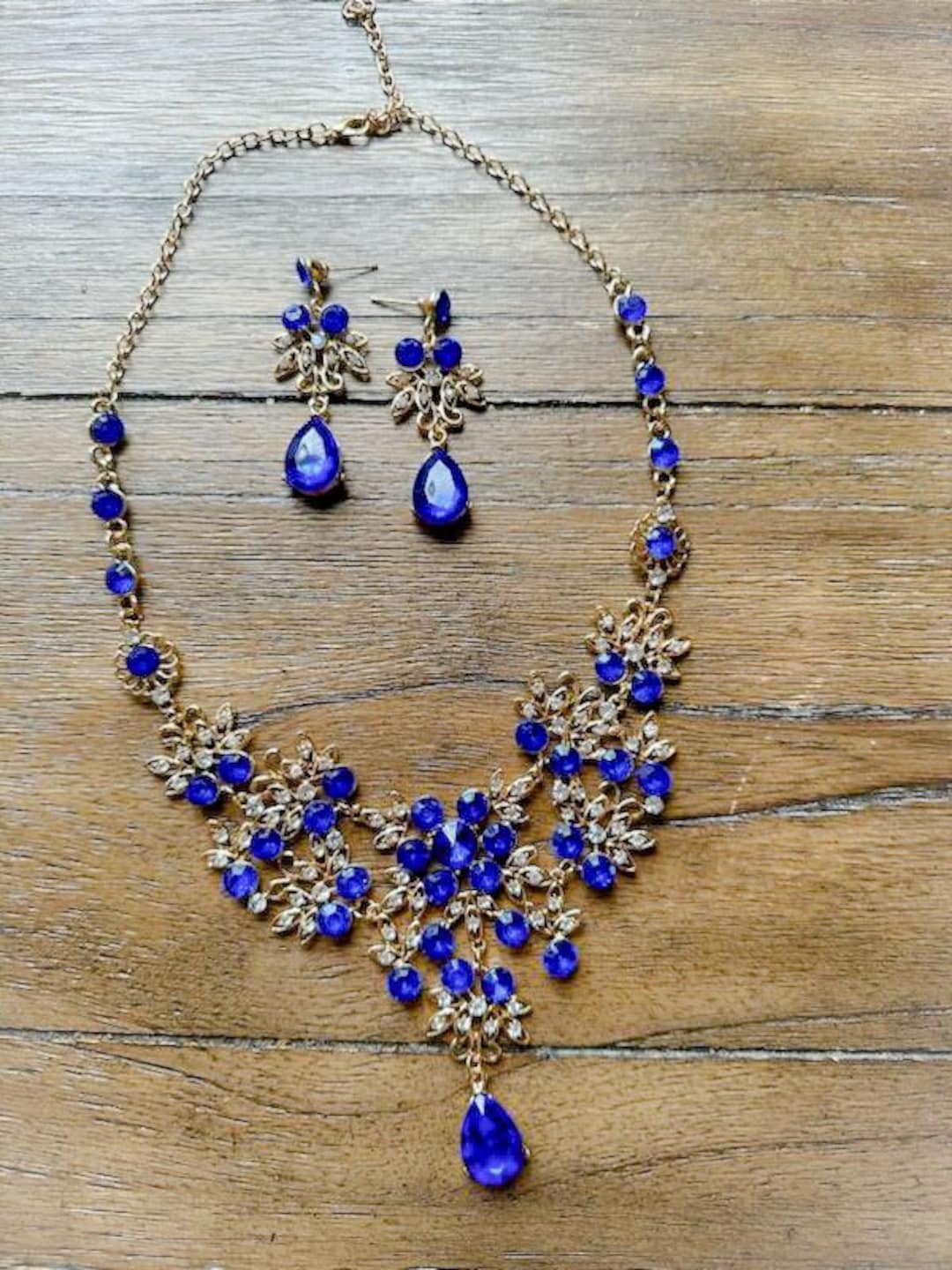 Matching Set - Sapphire Blue Necklace and Earrings - Royal Blue ...