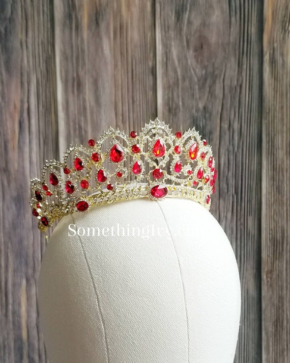 Fast Ship Ruby Red & Tiara Gold Headband Gold/ruby Red | Etsy