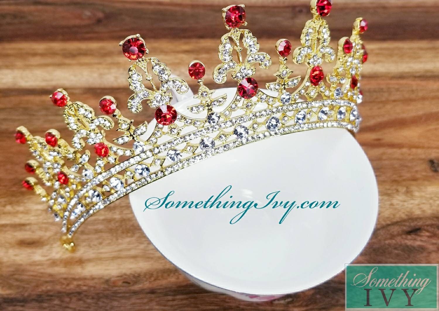 Fast Ship - Ruby Red & Tiara - Gold Headband - Gold/ruby Red High Tiara ...