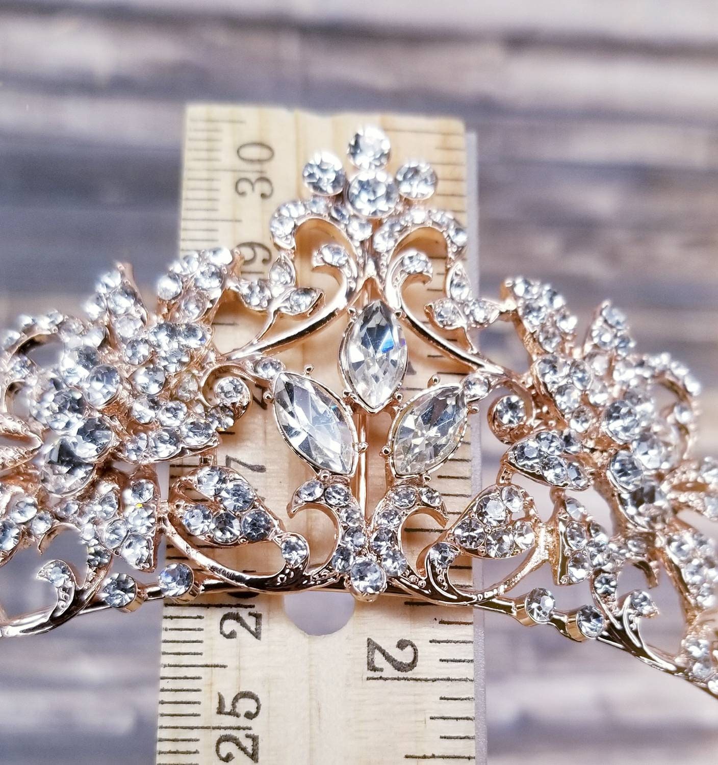 Ship Fast - 1.75" Rose Gold Tiara - Rose Gold Quince Tiara - Rose Gold ...