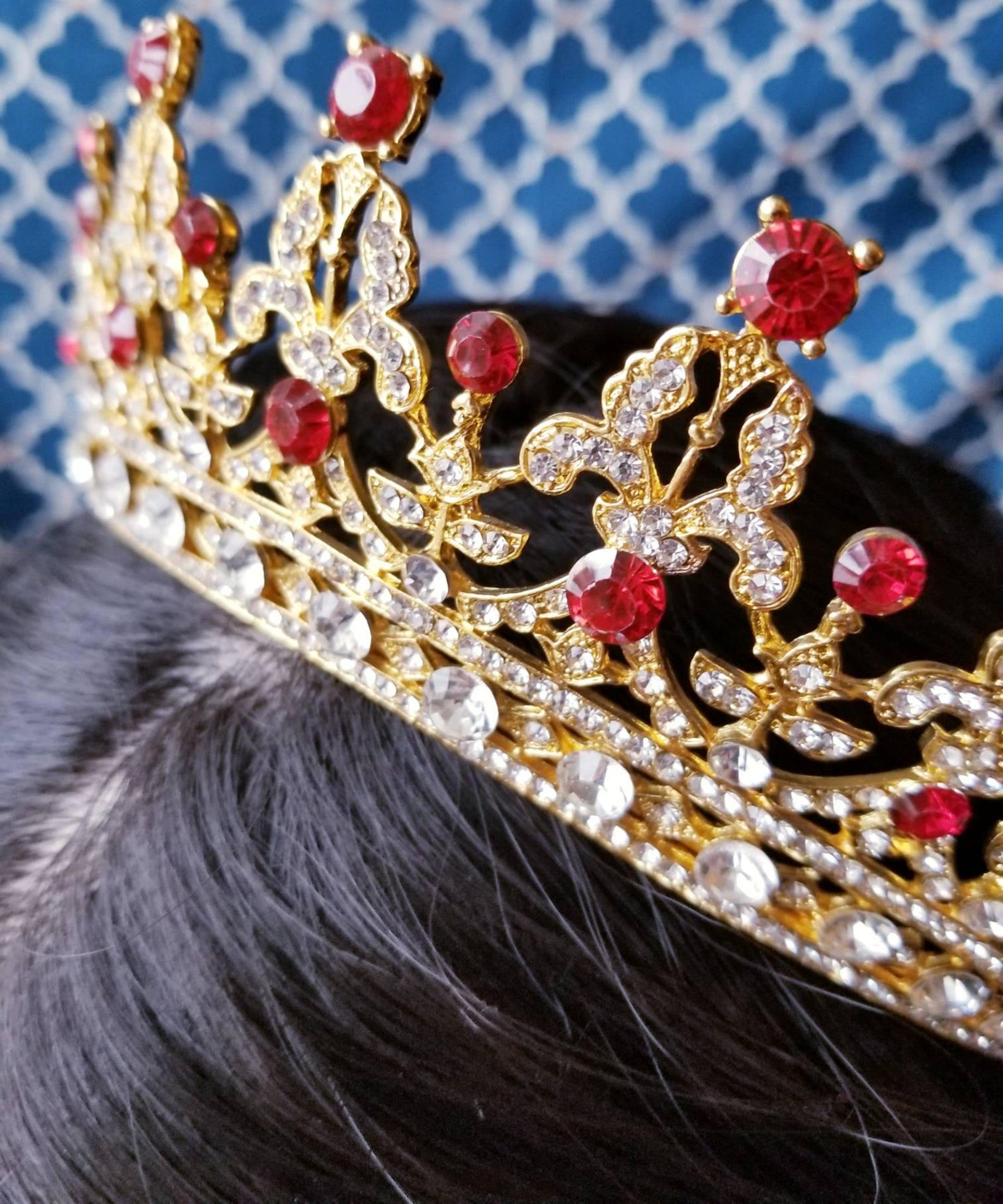 Fast Ship Ruby Red & Tiara Gold Headband Gold/ruby Red | Etsy