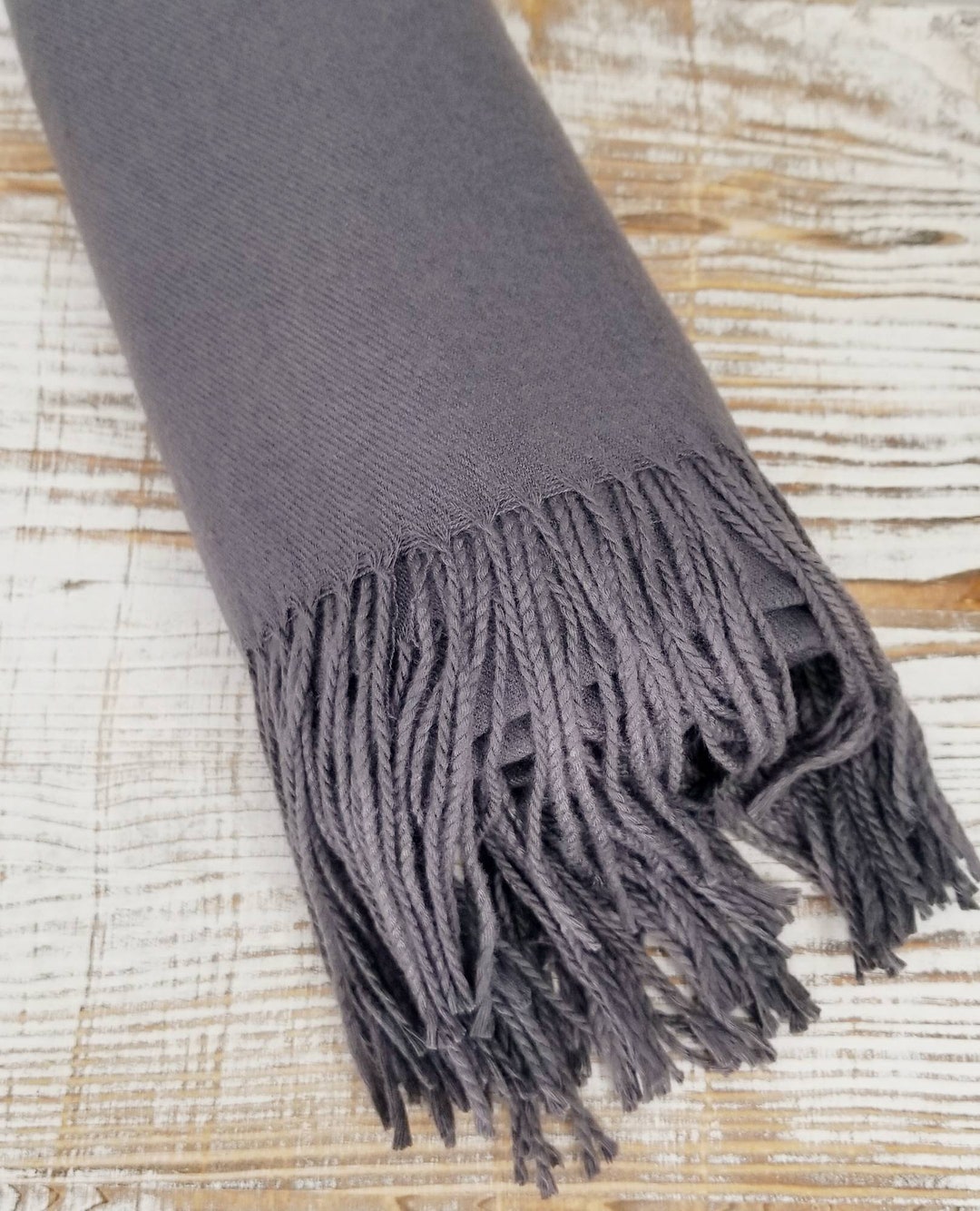 70"l- Super Soft Feel Plush Heather Dark Gray Scarf - Dark Gray ...