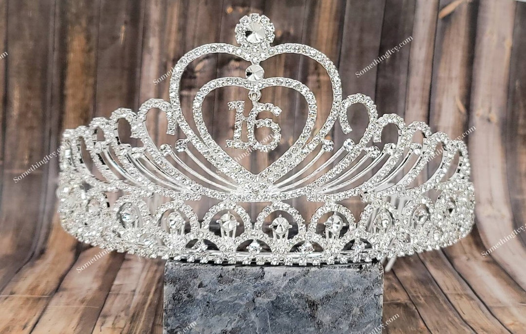 3.2" Sweet 16 Quince Crown- Sweet 16 Silver Pageant Crown - Sweet 16 ...