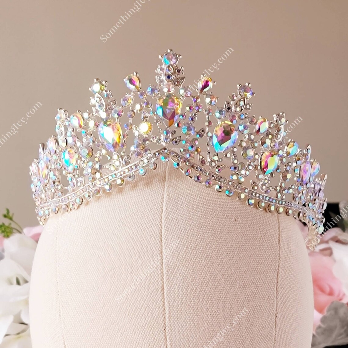 Crown Set - Multi Color 2.5" Queen Crown Silver With A/B Crystals ...