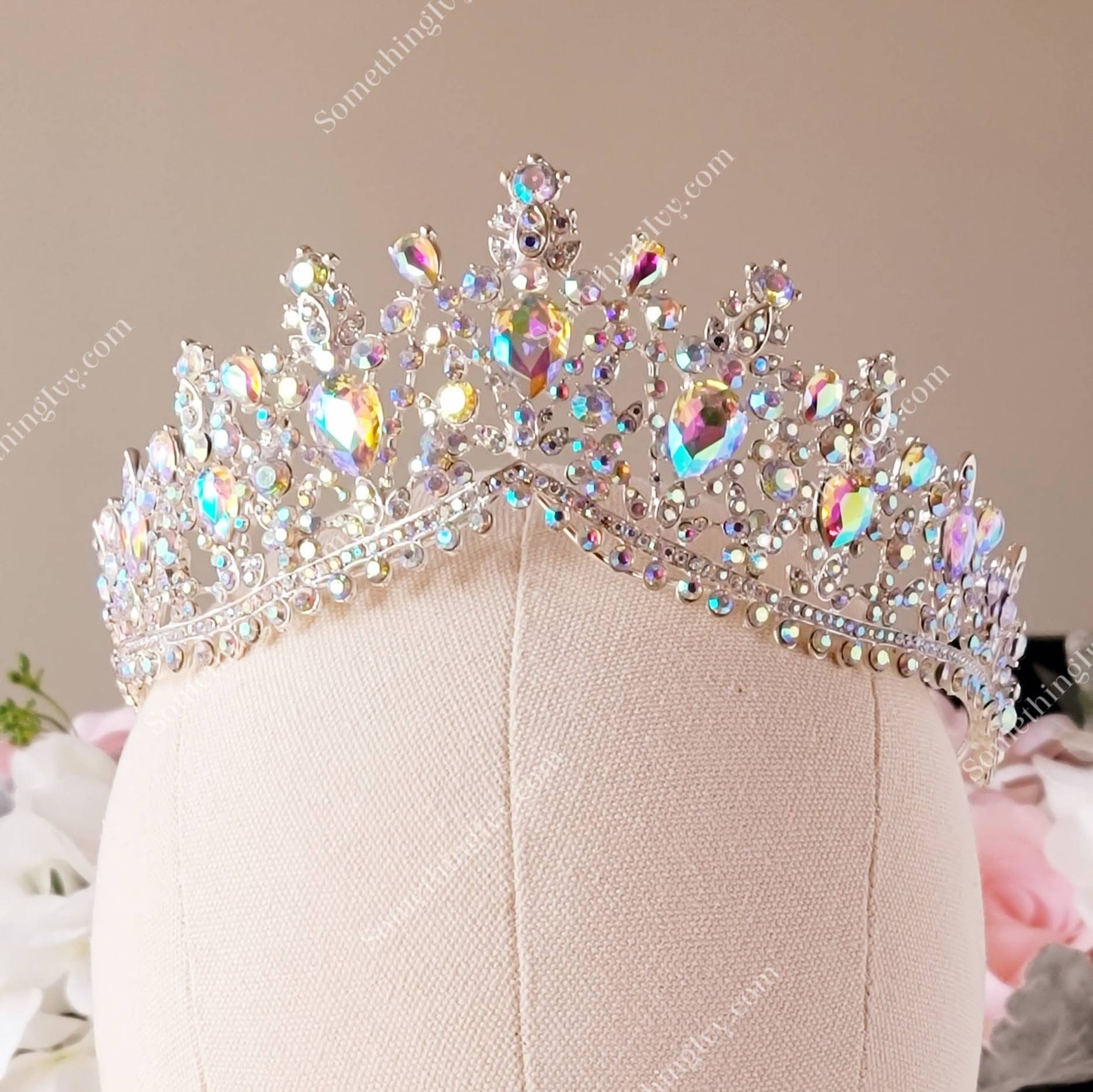 Crown Set - Multi Color 2.5" Queen Crown Silver With A/B Crystals ...