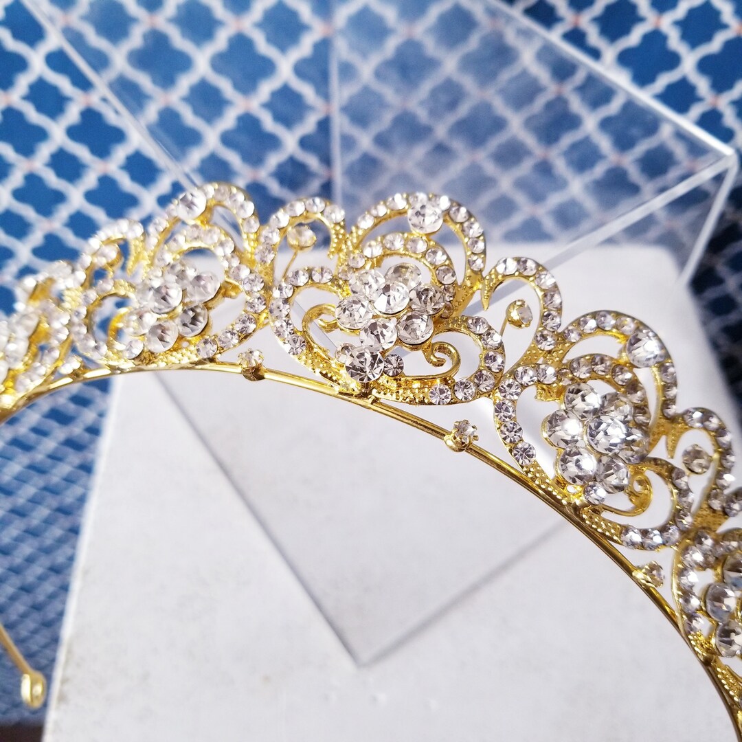 Gold Tiara, Gold Crystal Tiara, Gold Headband, Gold Tiaras, Gold ...