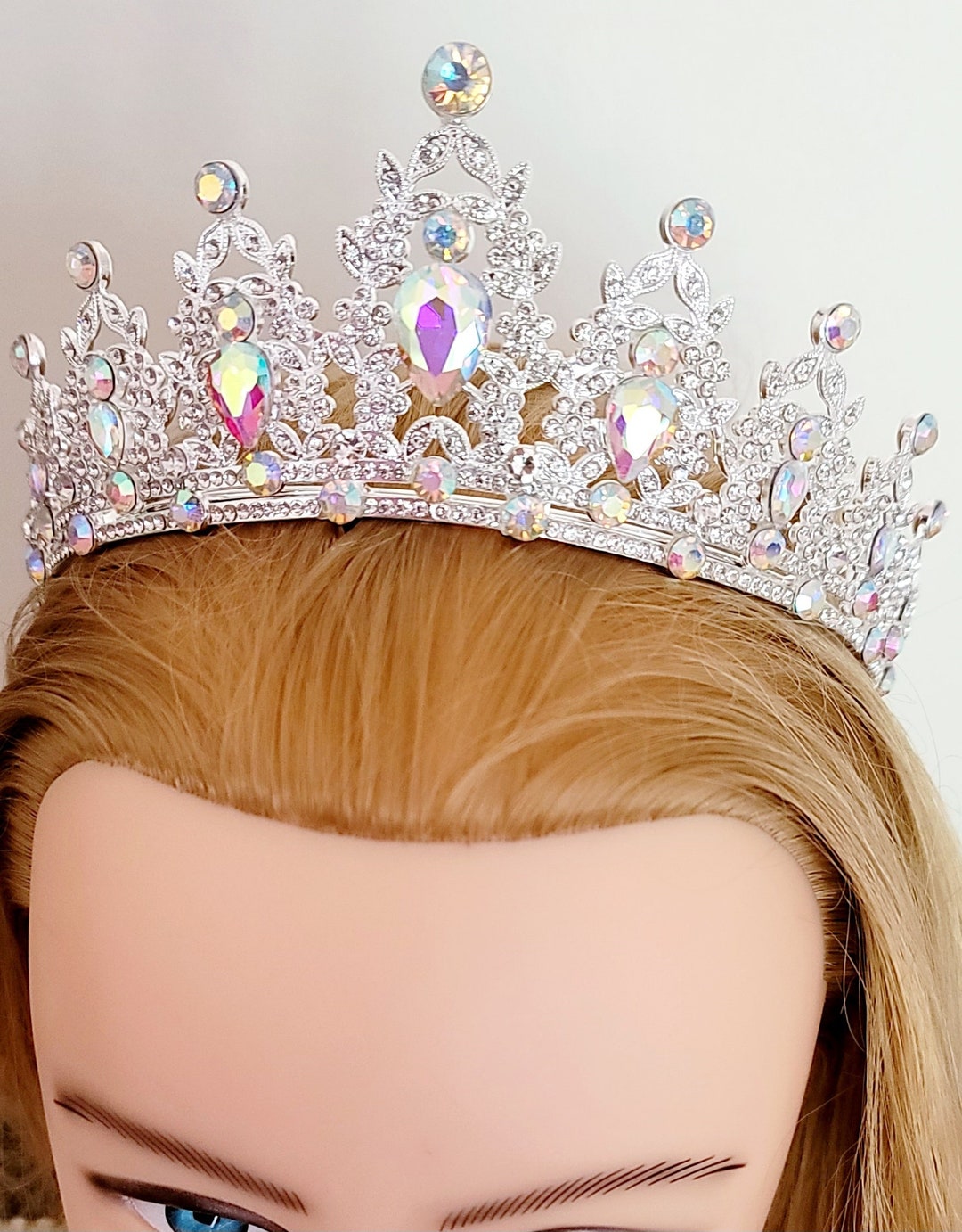 Multi Color 2.5" Queen Crown Silver With A/B Crystals- Quince Crown ...