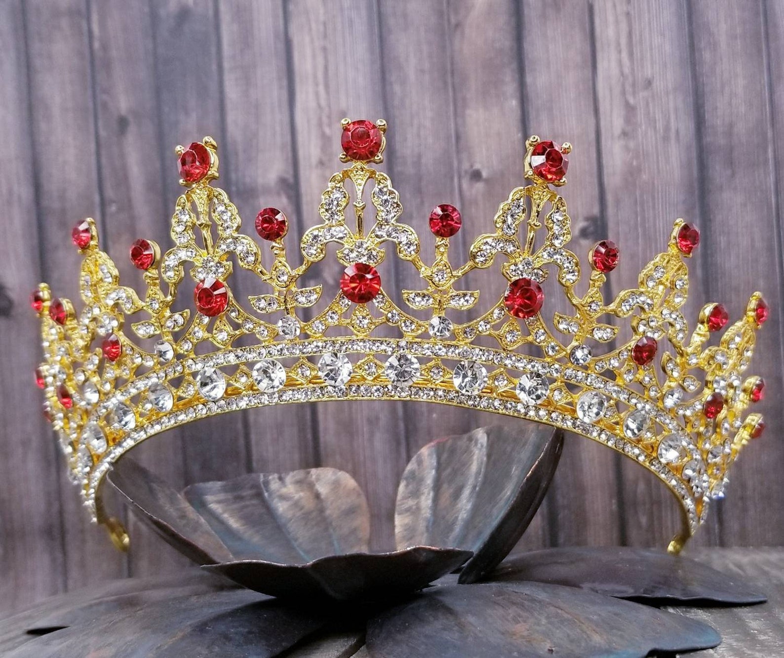 Fast Ship Ruby Red & Tiara Gold Headband Gold/ruby Red | Etsy