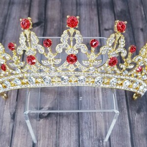 Fast Ship - Ruby Red & Tiara - Gold Headband - Gold/ruby Red High Tiara ...