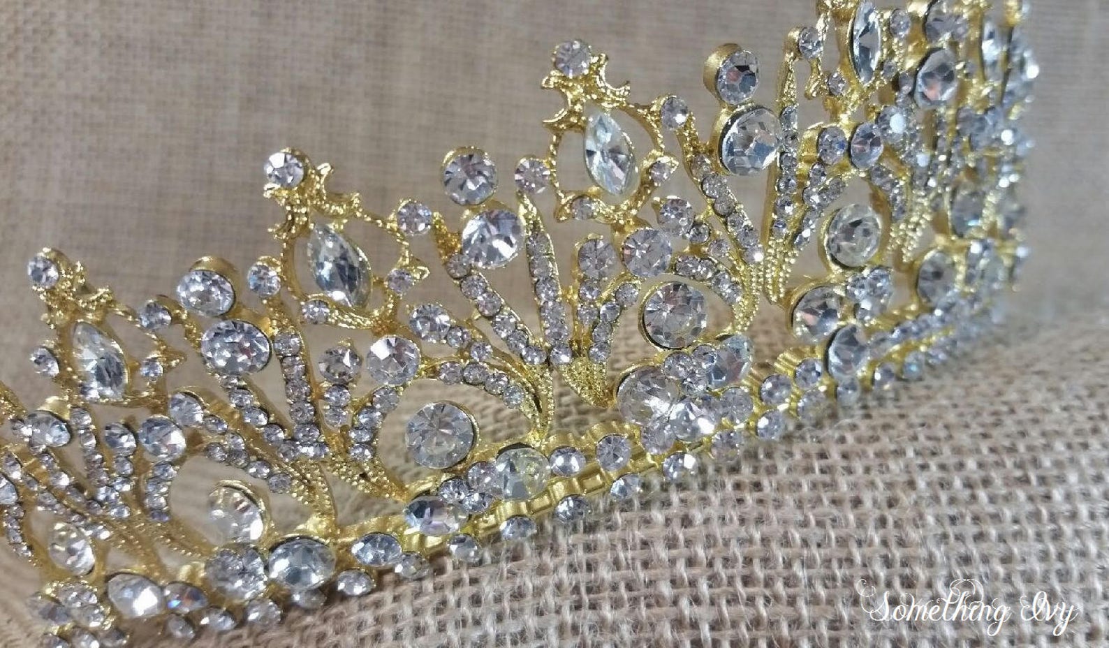 2 Gold Tiara Gold Crystal Tiara Gold Headband Gold | Etsy