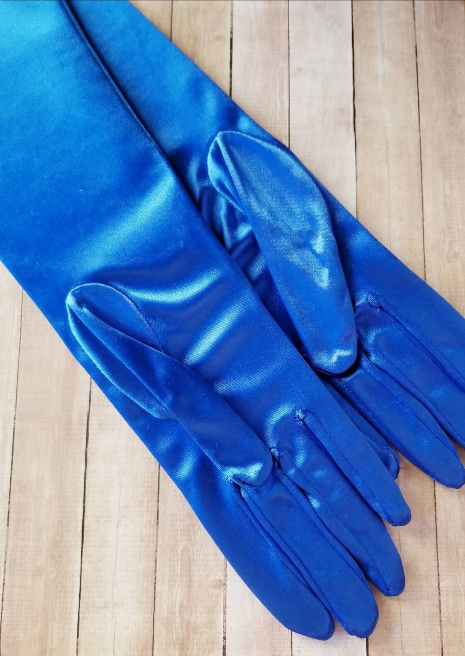 15 Royal Blue Satin Gloves Sapphire Blue Formal Gloves - Etsy
