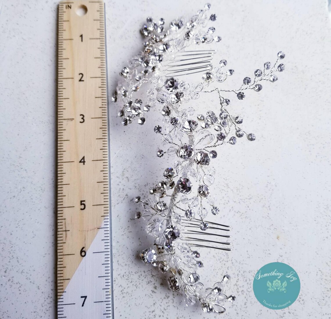 Crystal Silver Double Comb Bridal Combs Silver Combs Art | Etsy