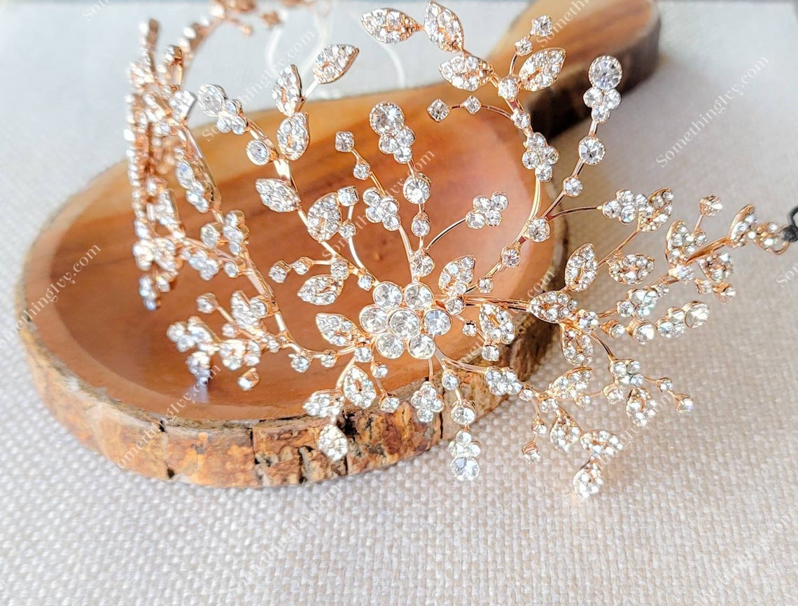 Fast Ship Chunky Rose Gold Crescent Headpiece Rose Gold Side - Etsy