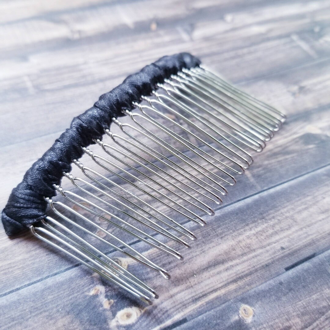 3.5" - Black Satin Comb - Veil Combs - Drop Veil Combs - Prom Combs ...