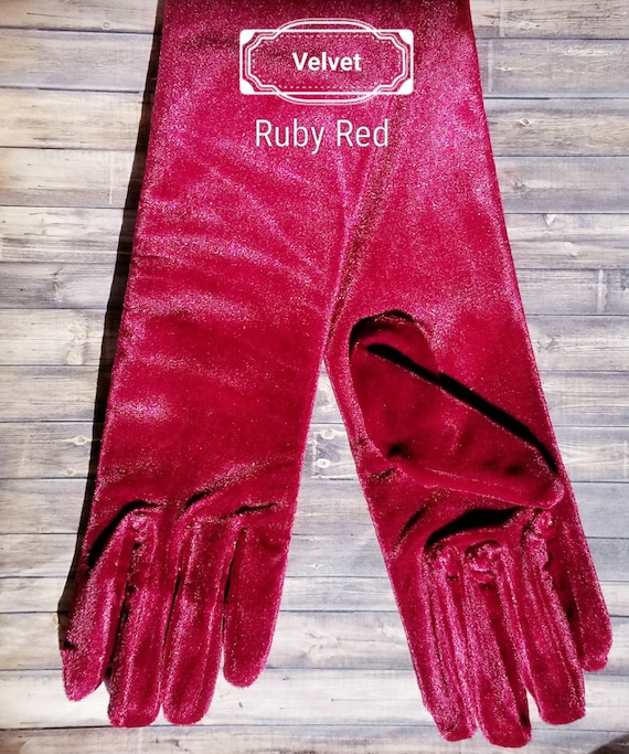 15 Velvet Ruby Red Opera Gloves Velvet Formal Wear | Etsy