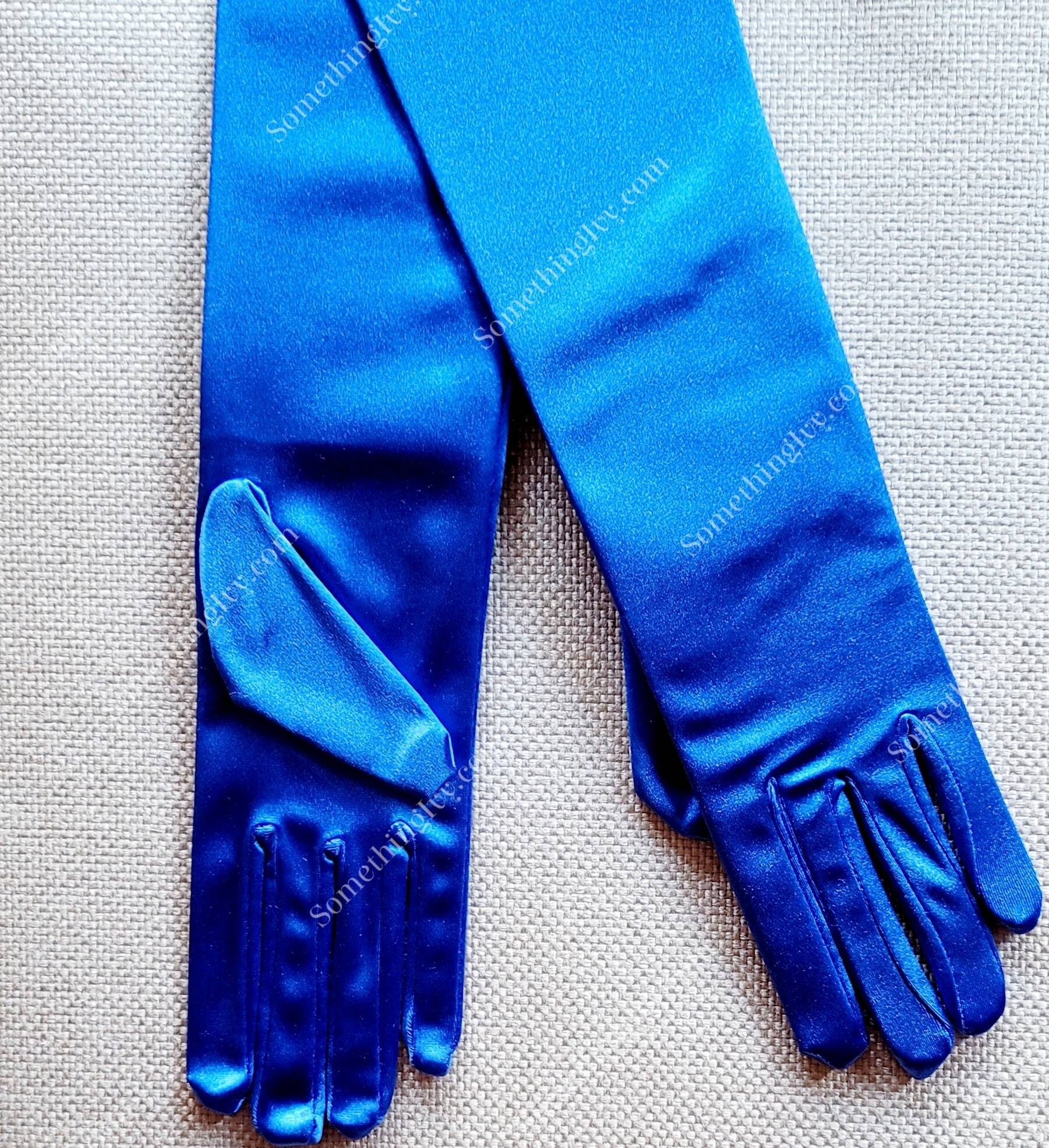 15 Royal Blue Satin Gloves Sapphire Blue Formal Gloves - Etsy