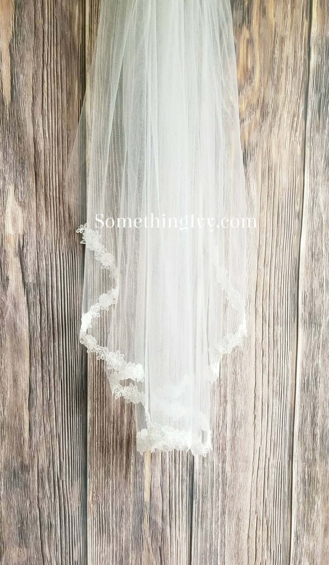 French Lace Wedding Length Veil With a Cut Edge. Wedding Veil With a ...