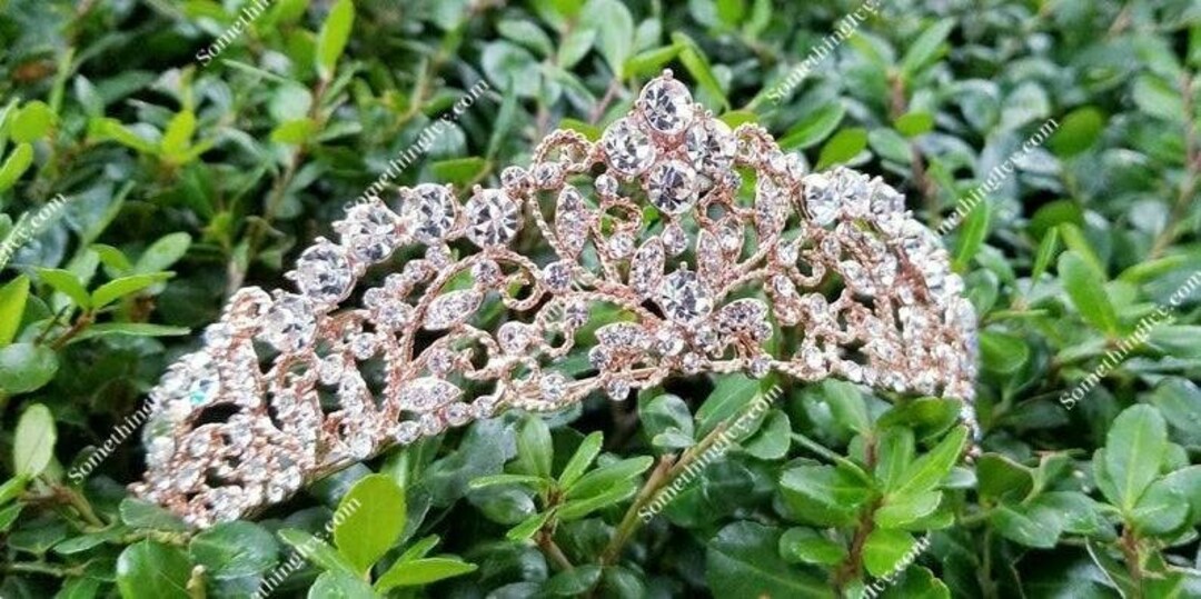 Ship Fast - 1.75" Rose Gold Tiara - Rose Gold High Tiara - Rose Gold ...
