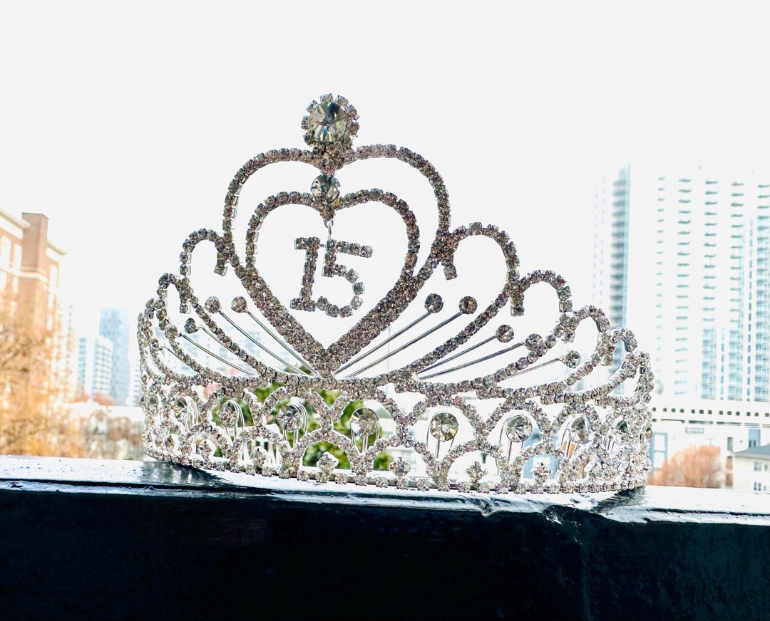 3.2" Sweet 15 Quince Crown- Sweet 16 Silver Pageant Crown - Sweet 16 ...
