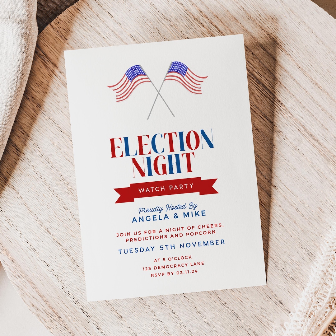 Editable Election Night Party Invite,political Watch Party Template ...