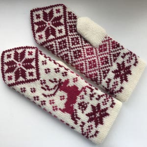Nordic Double Knit Mittens, Norwegian Wool Mittens, Winter Double ...