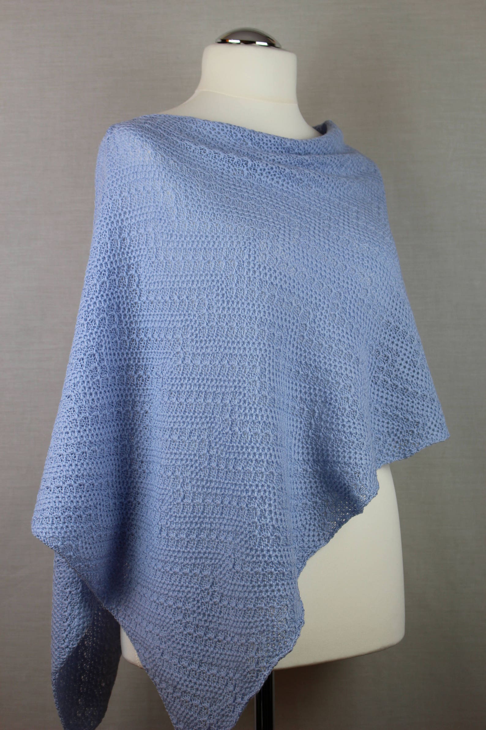 Light Blue Wool Poncho Merino Wool Poncho Knit Poncho - Etsy