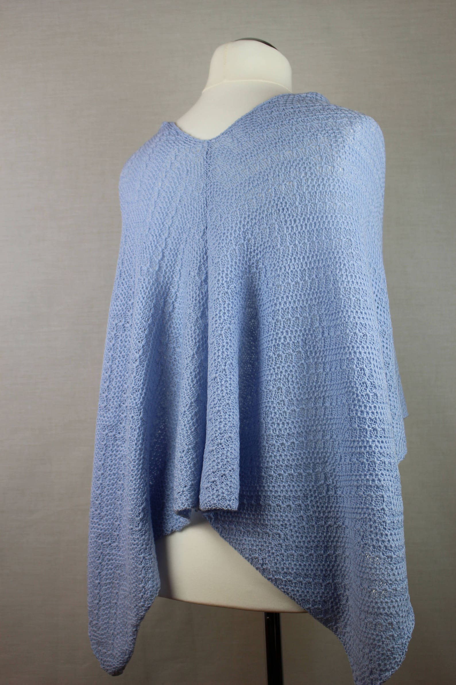 Light Blue Wool Poncho Merino Wool Poncho Knit Poncho - Etsy