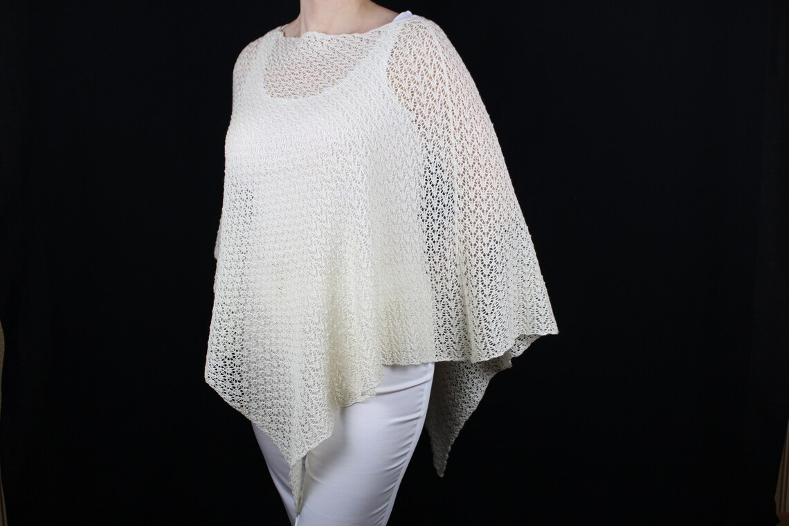 White Lace Poncho Knit Summer Poncho Lightweight Poncho | Etsy