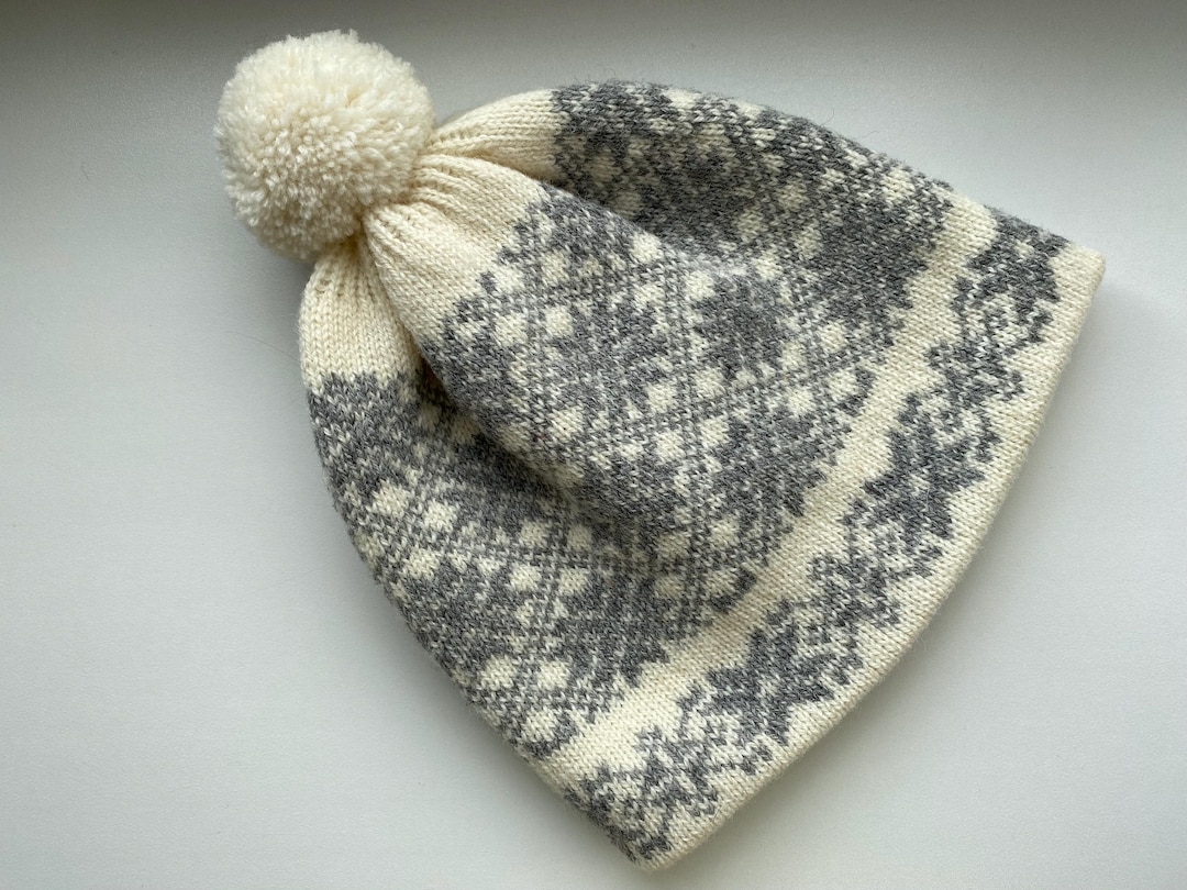 Norwegian Wool Hat, Womens Winter Hat, Nordic Knit Beige Hat, Christmas ...