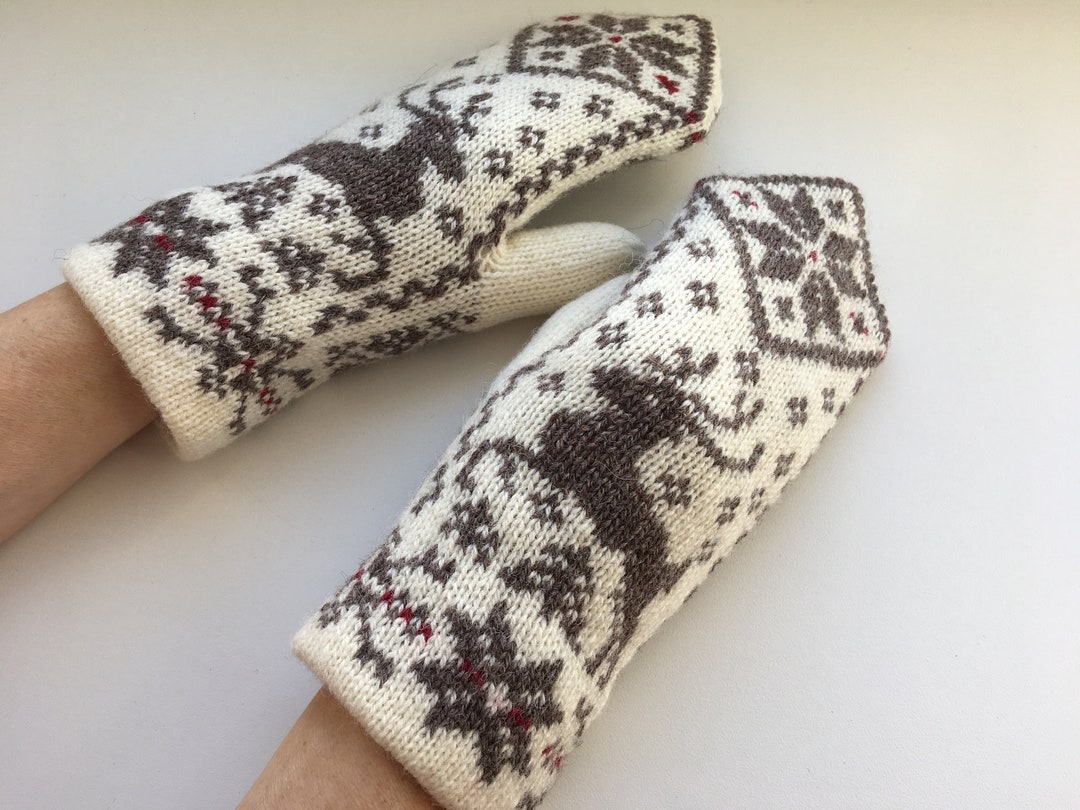 Nordic Double Knit Mittens, Norwegian Wool Mittens, Winter Double ...