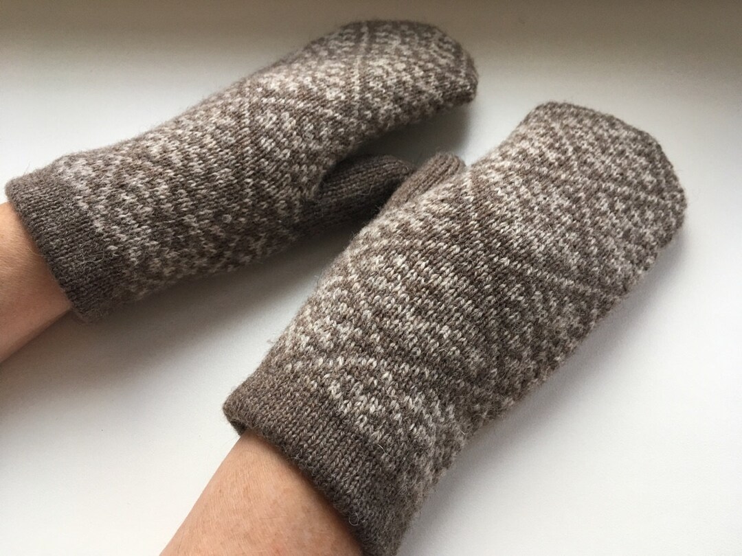 Norwegian Double Knit Mittens, Beige Double Mittens,snowflake Mittens ...