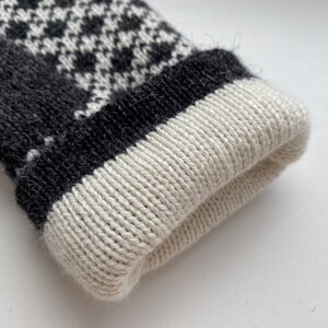 Nordic Double Knit Mittens, Snowflake Double Mittens, Dark Grey Mittens ...