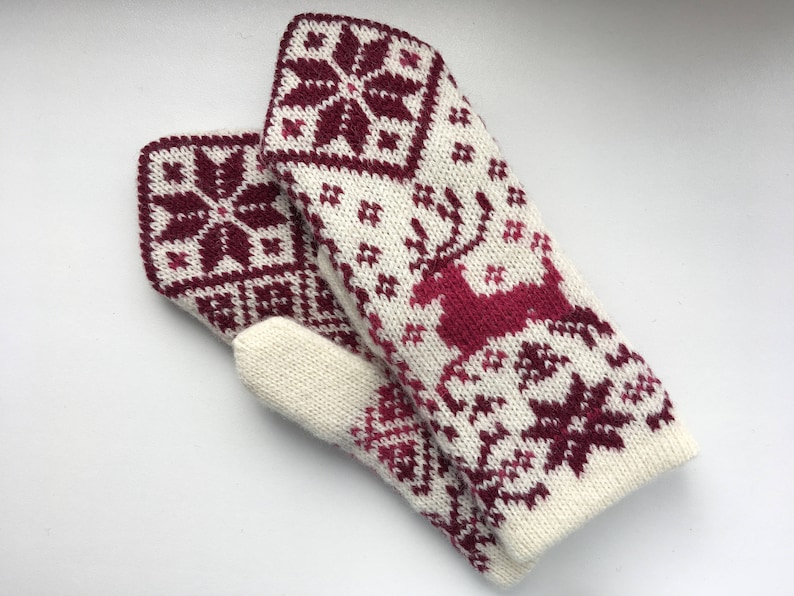 Nordic Double Knit Mittens Norwegian Wool Mittens Winter - Etsy