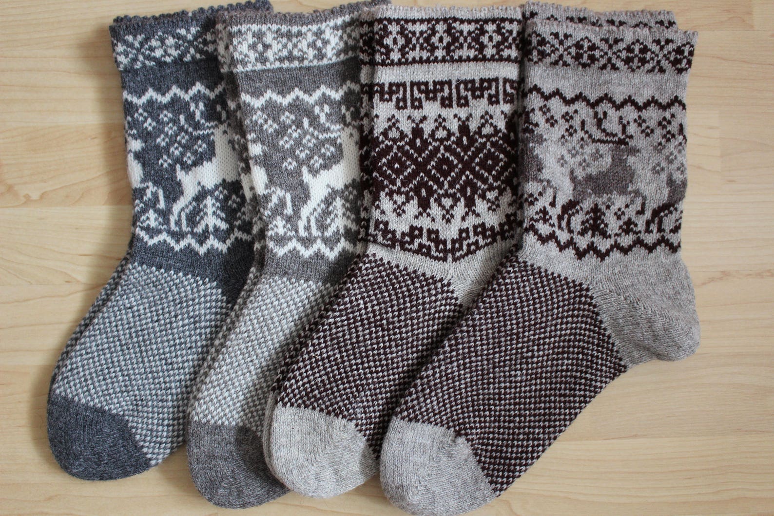 Norwegian Wool Socks Christmas Knit Socks Deer Knit Socks | Etsy