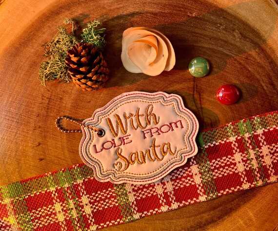 Digital File Embroidered With Love From Santa Gift Tag - Etsy