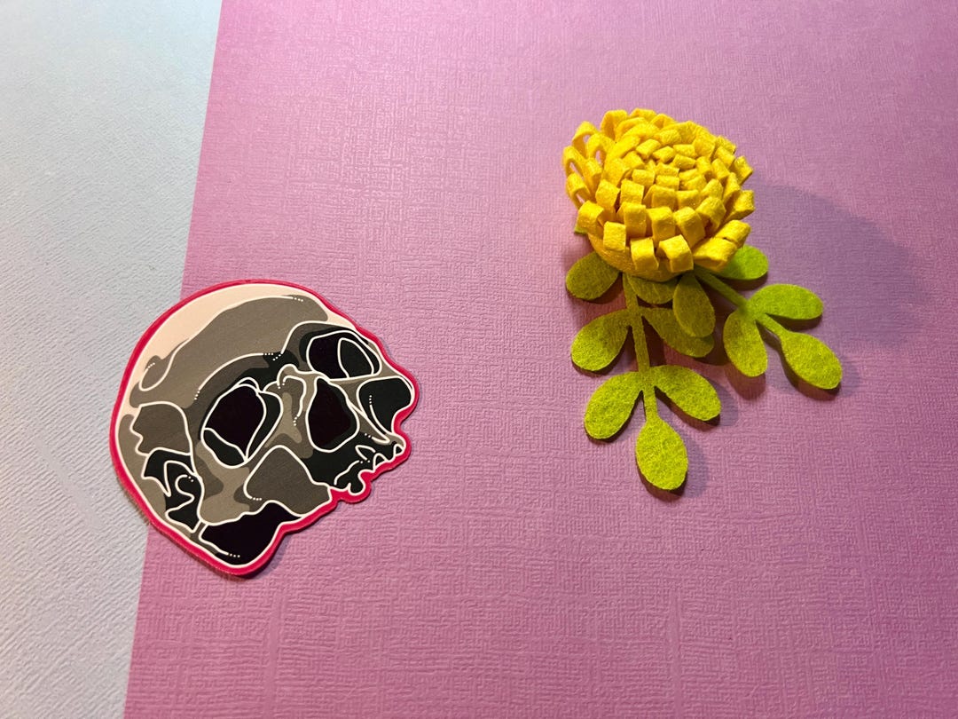 Physical Item ~ Die Cut Sticker. Half Skull Sticker Decal. Lynnoma ...