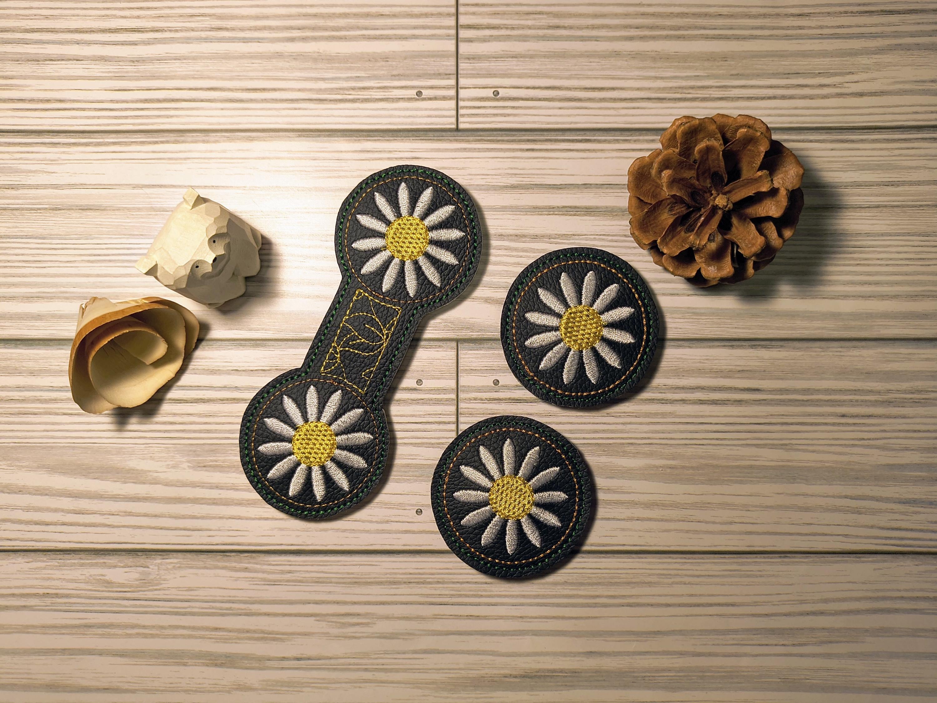 Embroidered Daisy Bookmark & Fridge Magnet Designs: 4x4 Hoop (digital ...