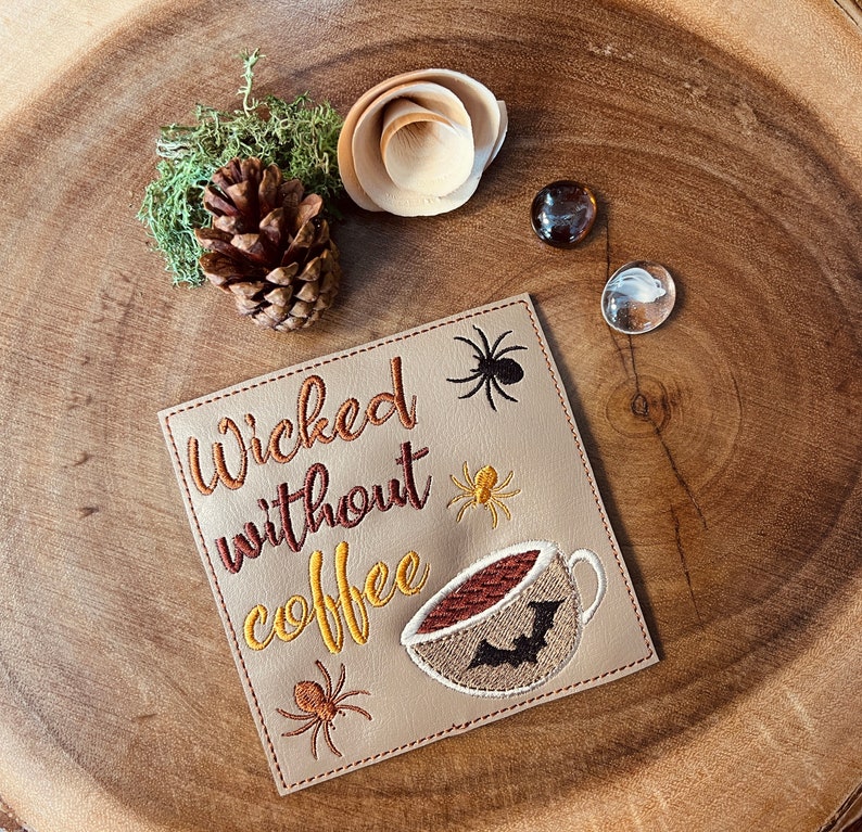 Digital File Embroidered Wicked Coffee Coaster Design for - Etsy