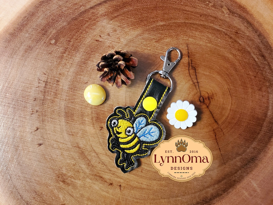 Digital File~ Embroidered Little Honey Bee Key Chain Fob Design for ...