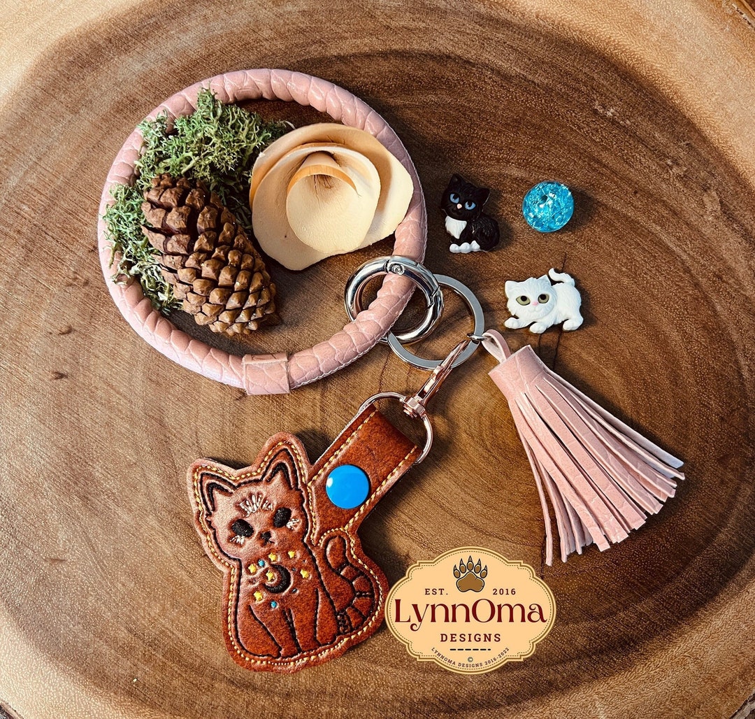 Digital File ~ Embroidered Celestial Cat Key Chain Design for Machine ...