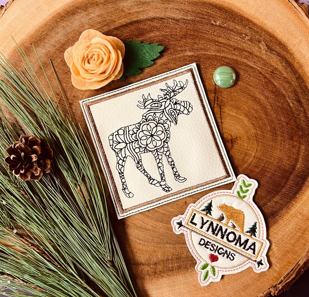 Digital File ~embroidered Thread Moose Coaster Design for Machine ...