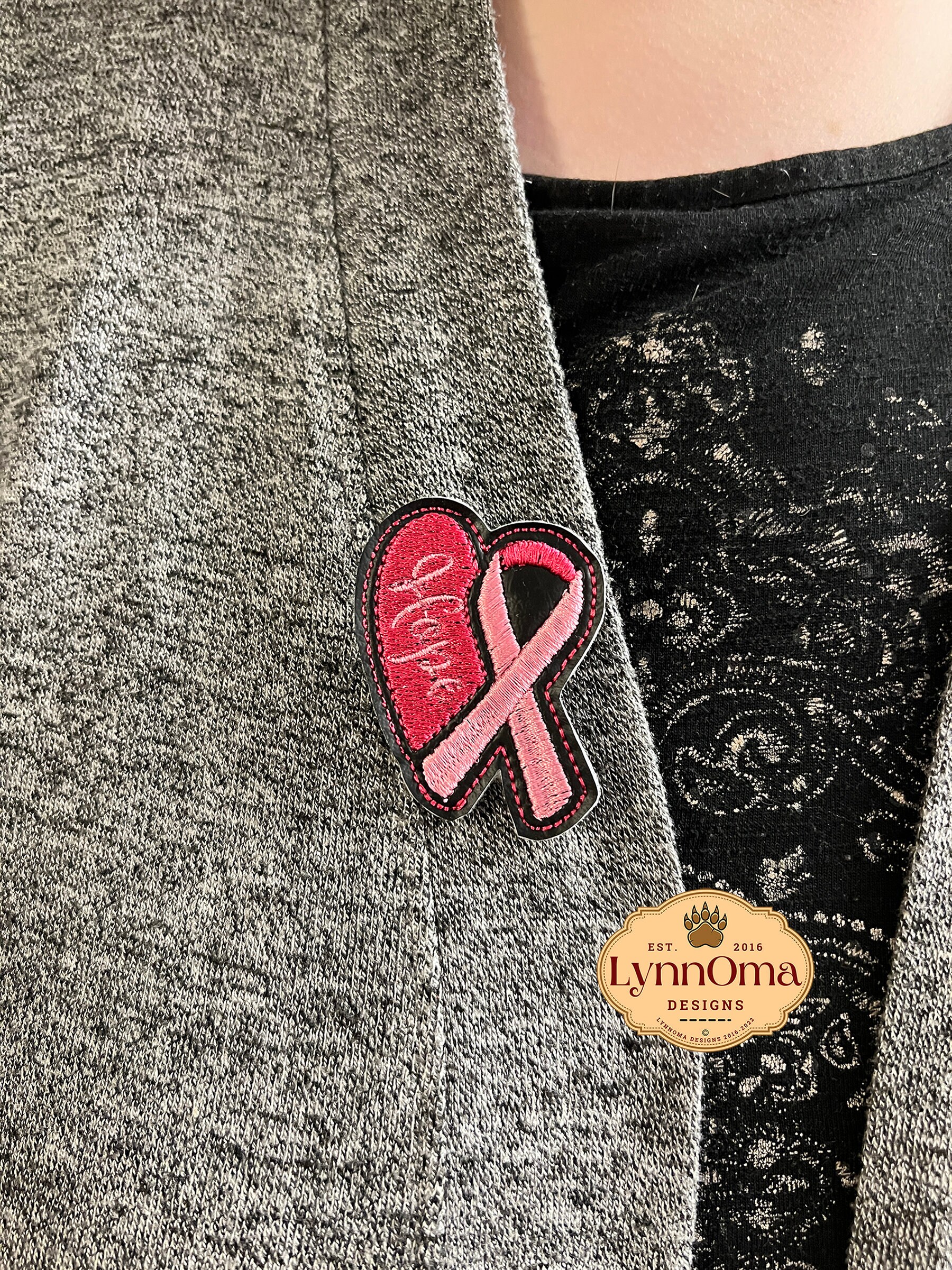 Digital File Embroidered Hope Heart Ribbon Pin Design for - Etsy