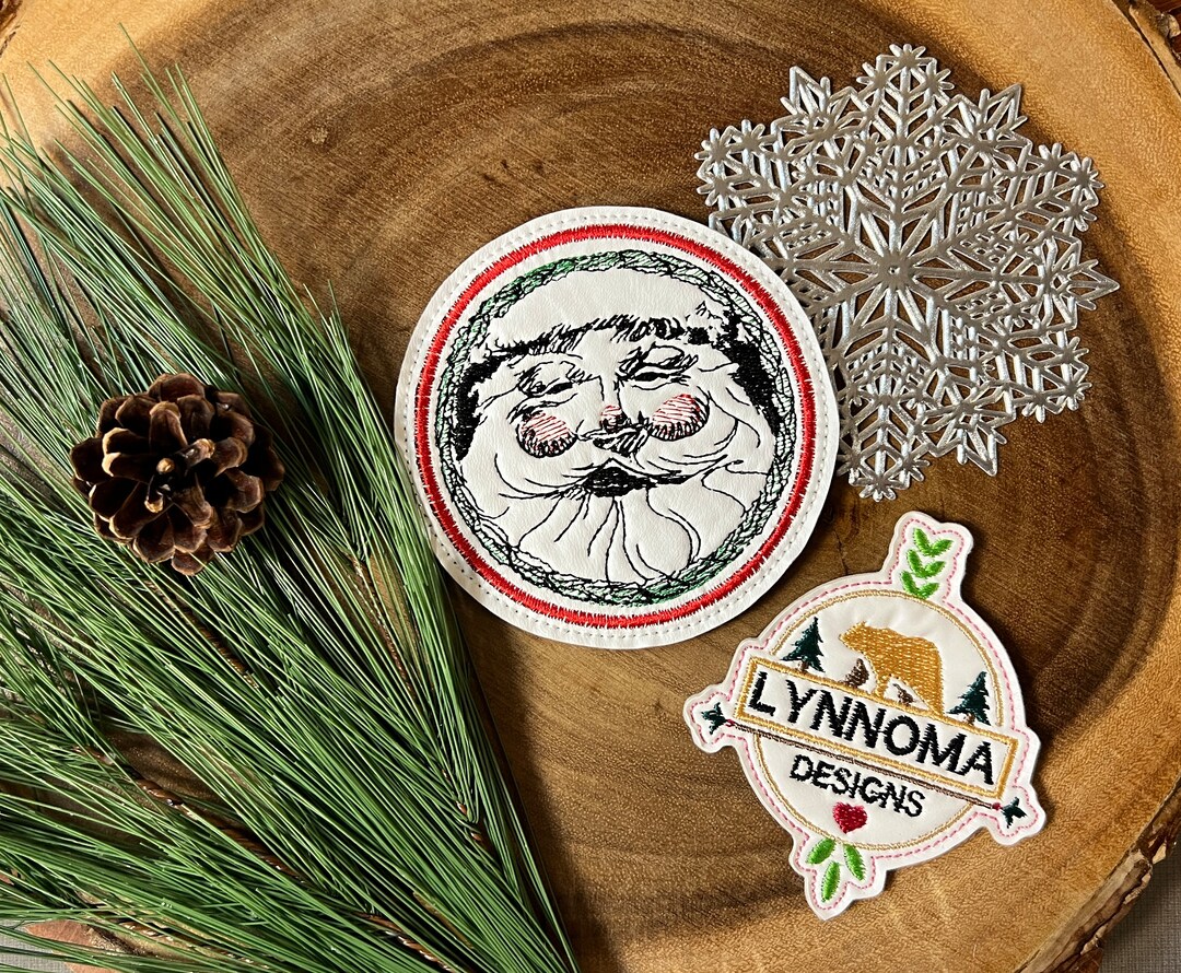 Digital File~ Embroidered Vintage Santa Coaster Design for Machine ...