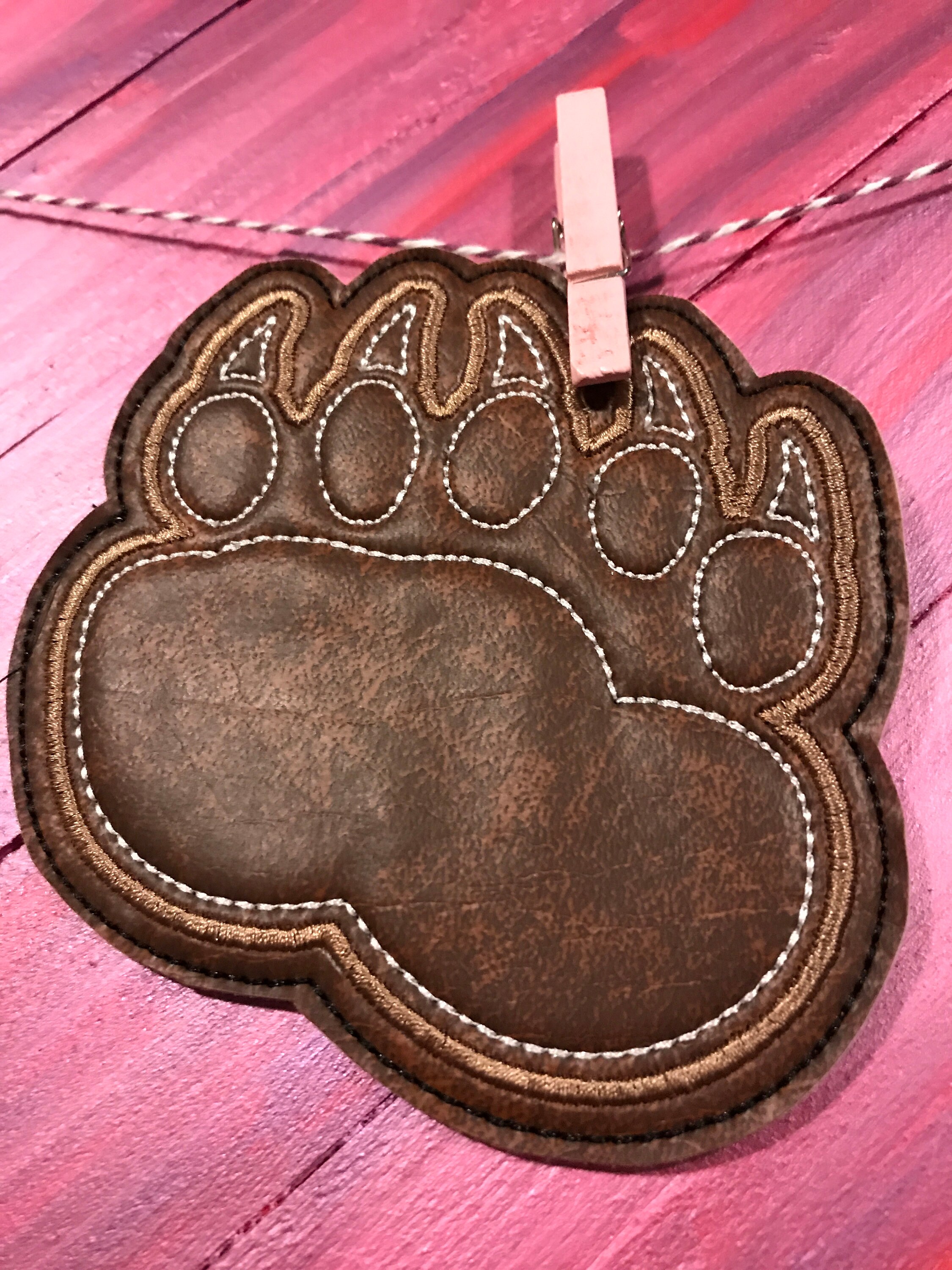 Digital File Embroidered In The Hoop Project Bear Paw Coaster | Etsy